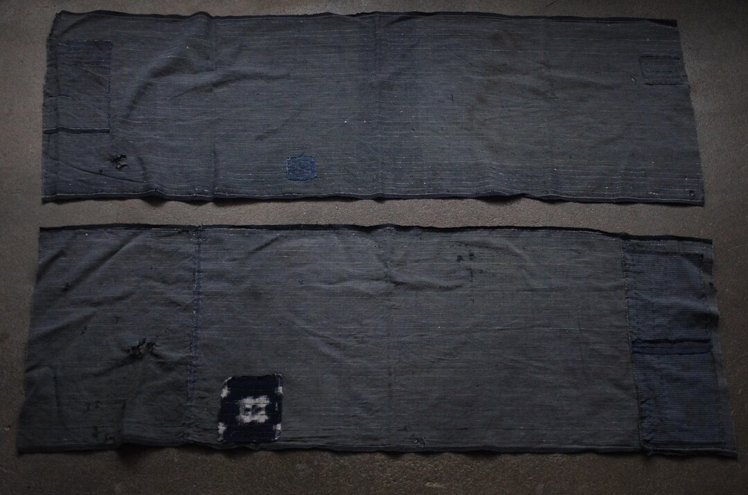 Boro Striped Cotton Cloth From Around the Taisho Era. Set of Two. - Etsy