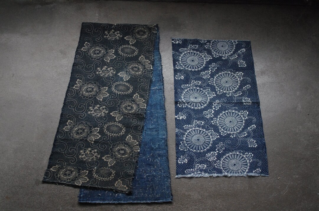 Indigo-dyed Cotton Cloth From Around the Taisho Era. Set of 2. - Etsy