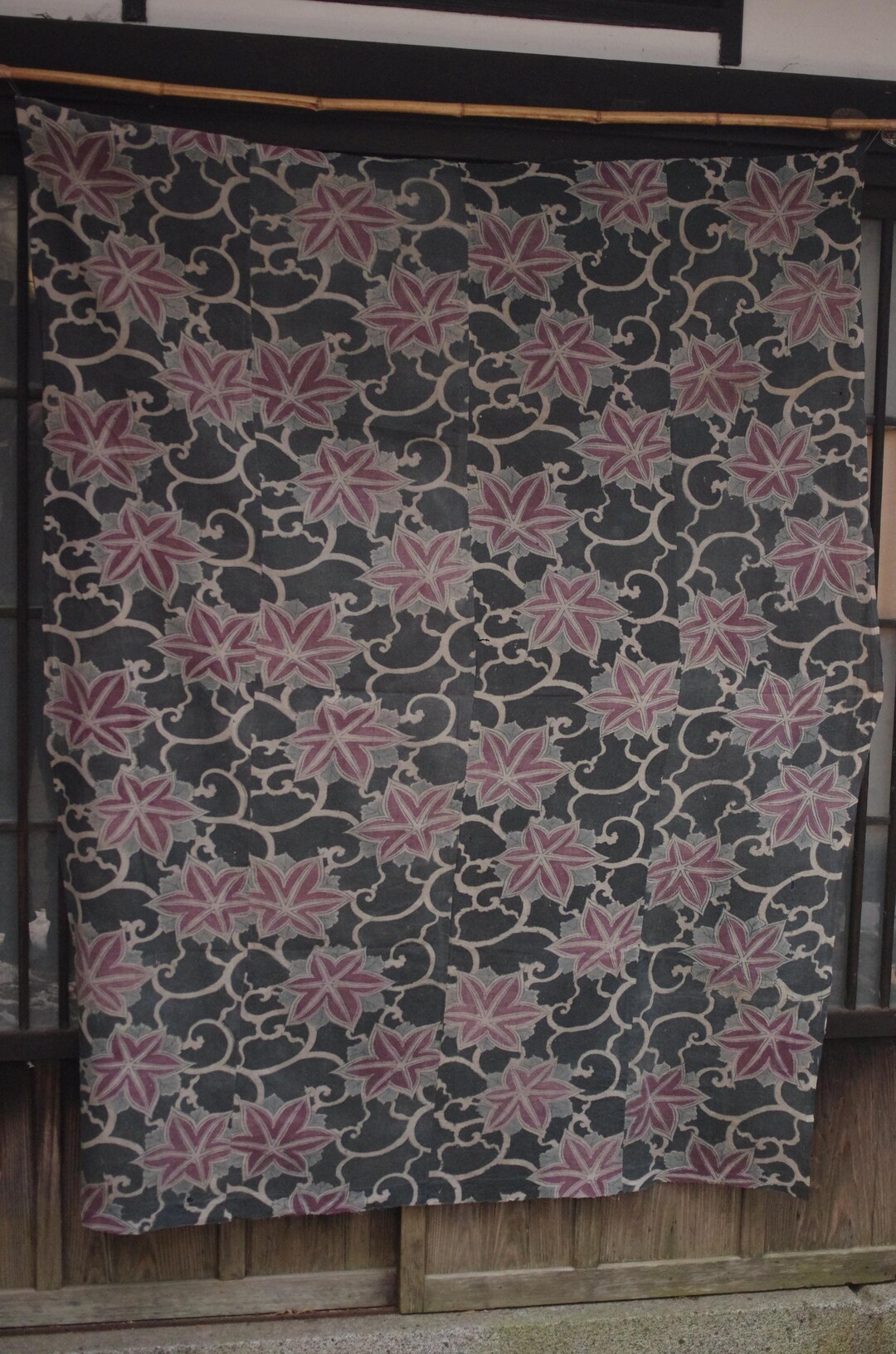 A Tsutsugaki Cotton Cloth With a Floral Arabesque Pattern From the End ...