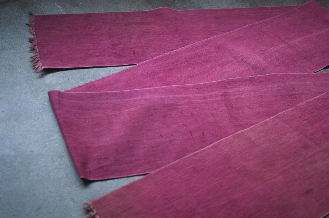 A Safflower-dyed Benibana Zome Cotton Kimono Obi From the Early Showa ...
