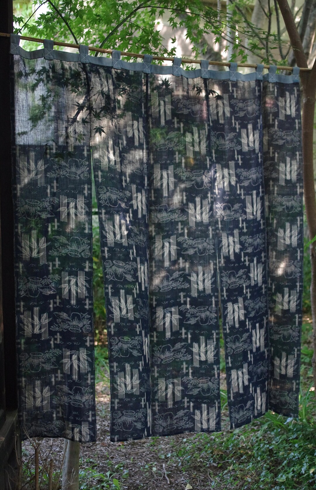 A Noren Curtain Made of Indigo-dyed Linen With an Ikat Pattern From ...