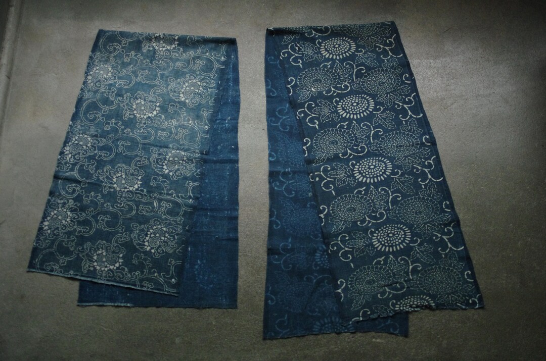 Indigo-dyed Stencil-dyed Cloth From the Meiji to Taisho Eras. - Etsy