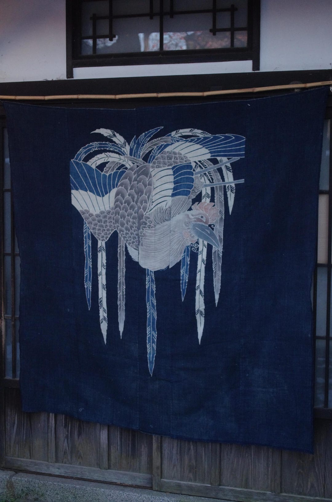 A Meiji-era Tsutsugaki Indigo-dyed Cotton Fabric With a Phoenix Pattern ...