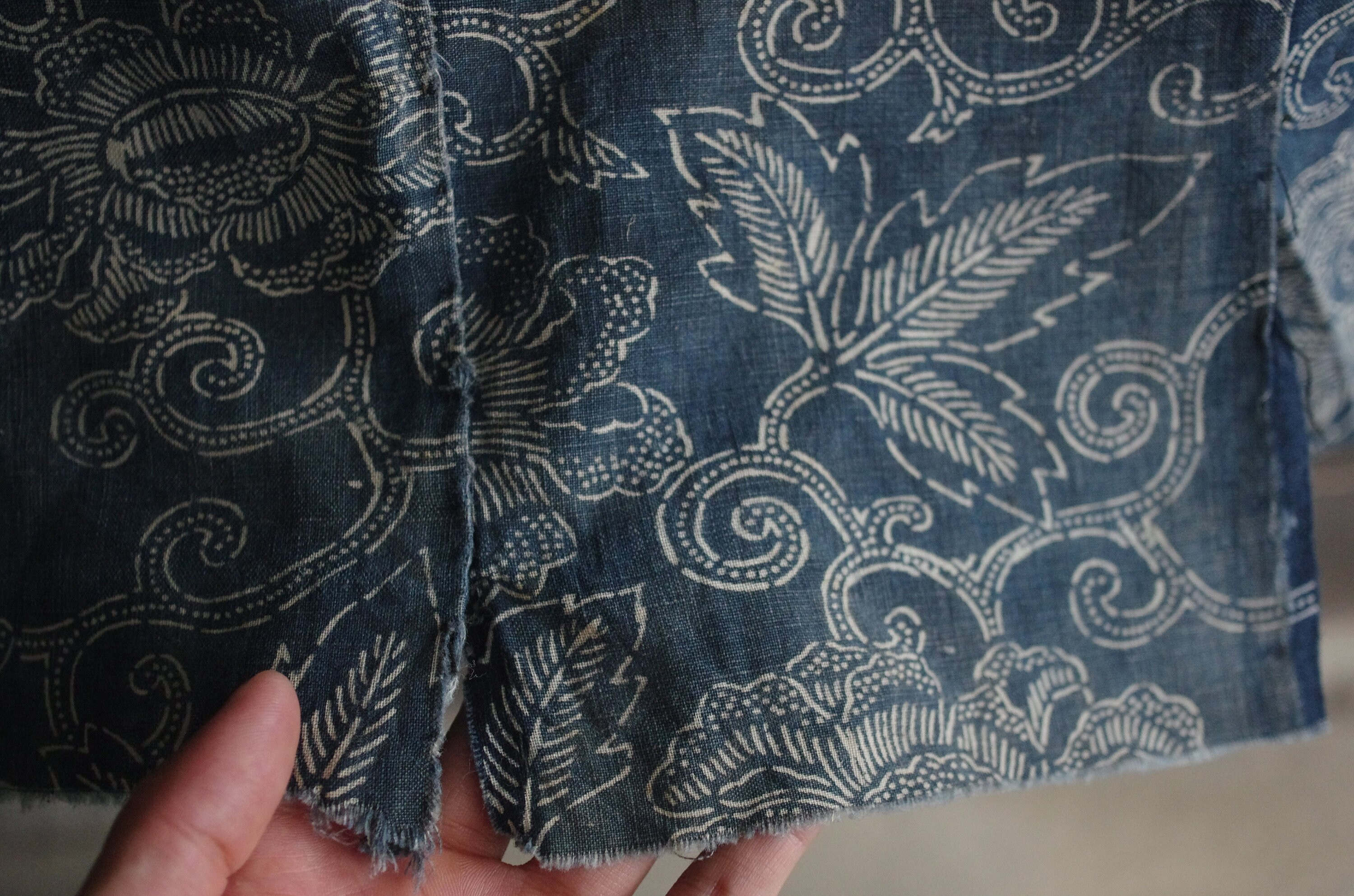 Indigo-dyed Stencil-dyed Cotton Fabric With Peonies From Around the ...