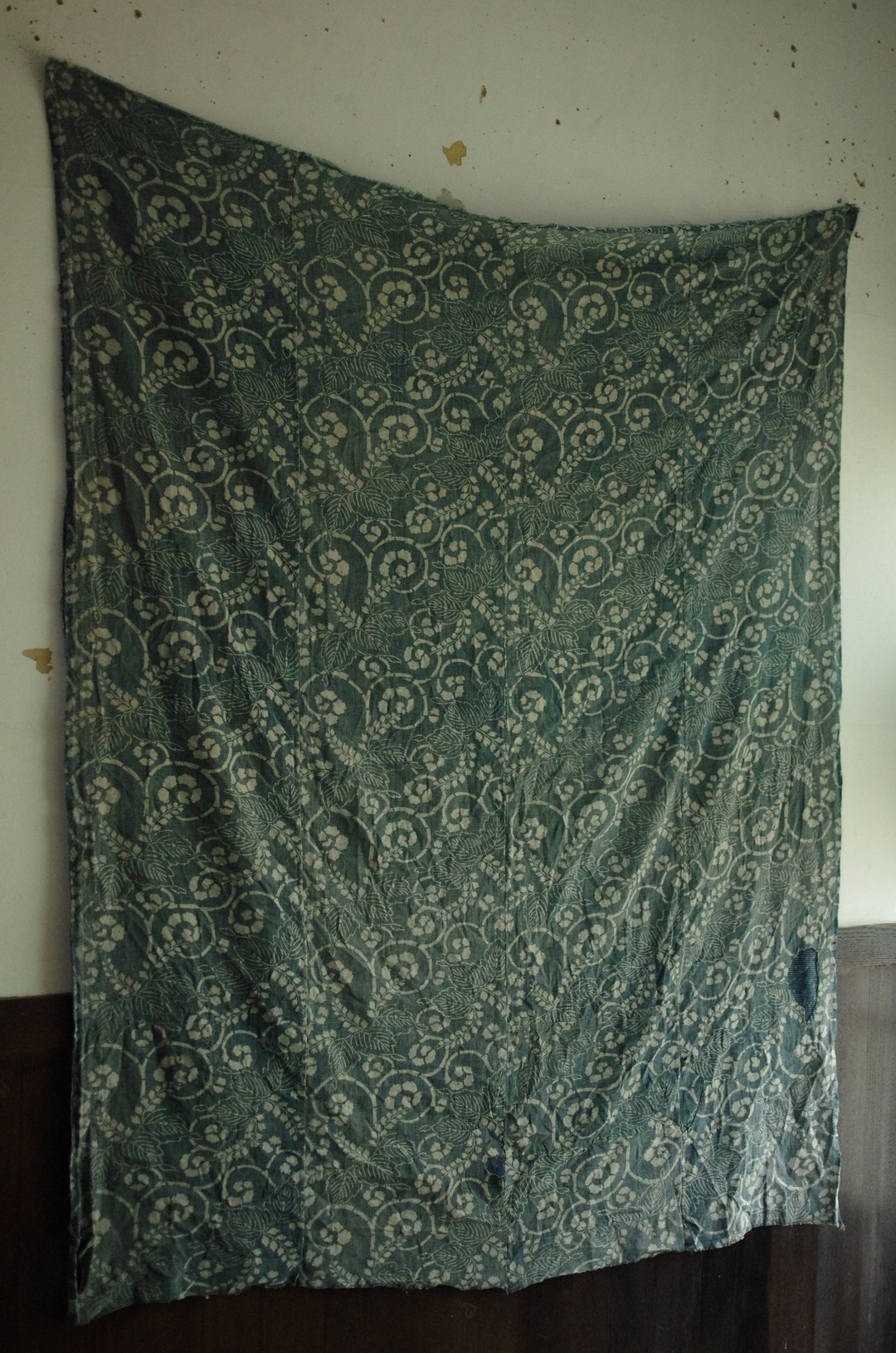 Indigo Stencil Dyed Cotton Fabric From the Meiji or Taisho Eras. - Etsy
