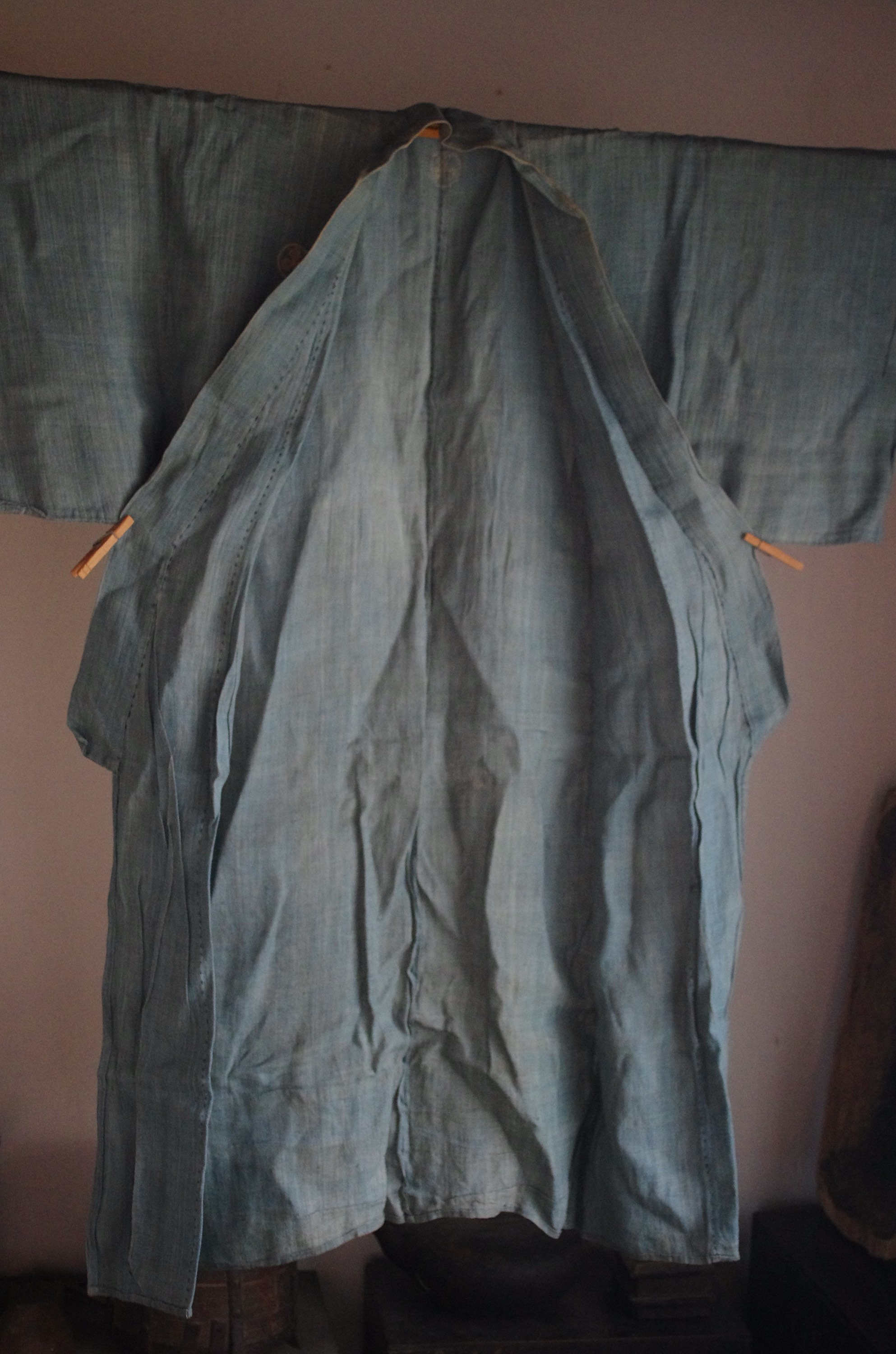 Antique Indigo-dyed浅葱色asagi-iro Linen Kimono. With Family - Etsy