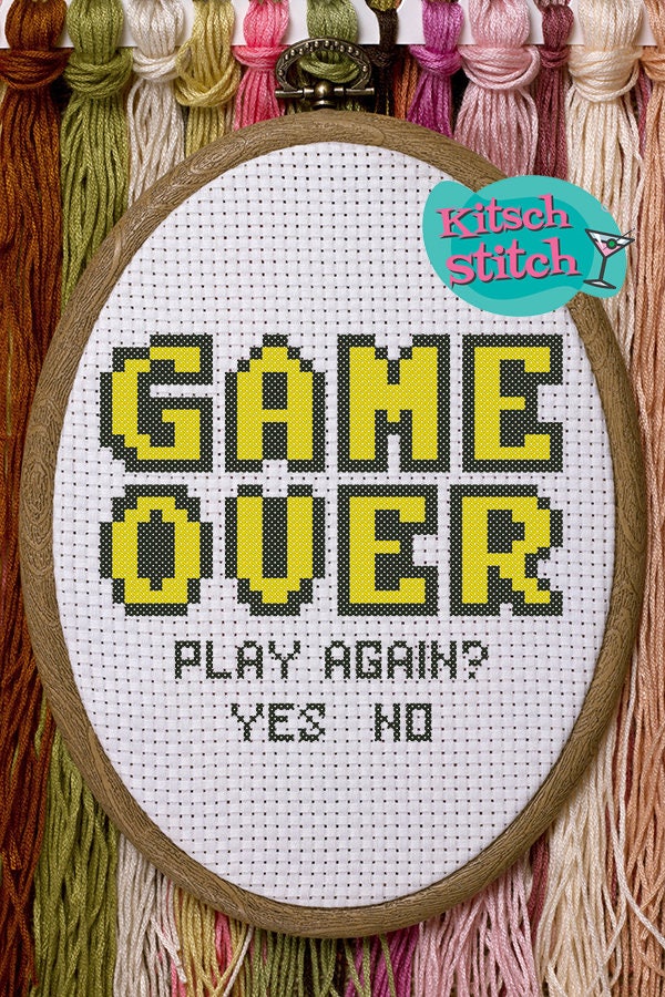 Digital Download - Cross Stitch - PDF Pattern - 14 Count - Game Over ...