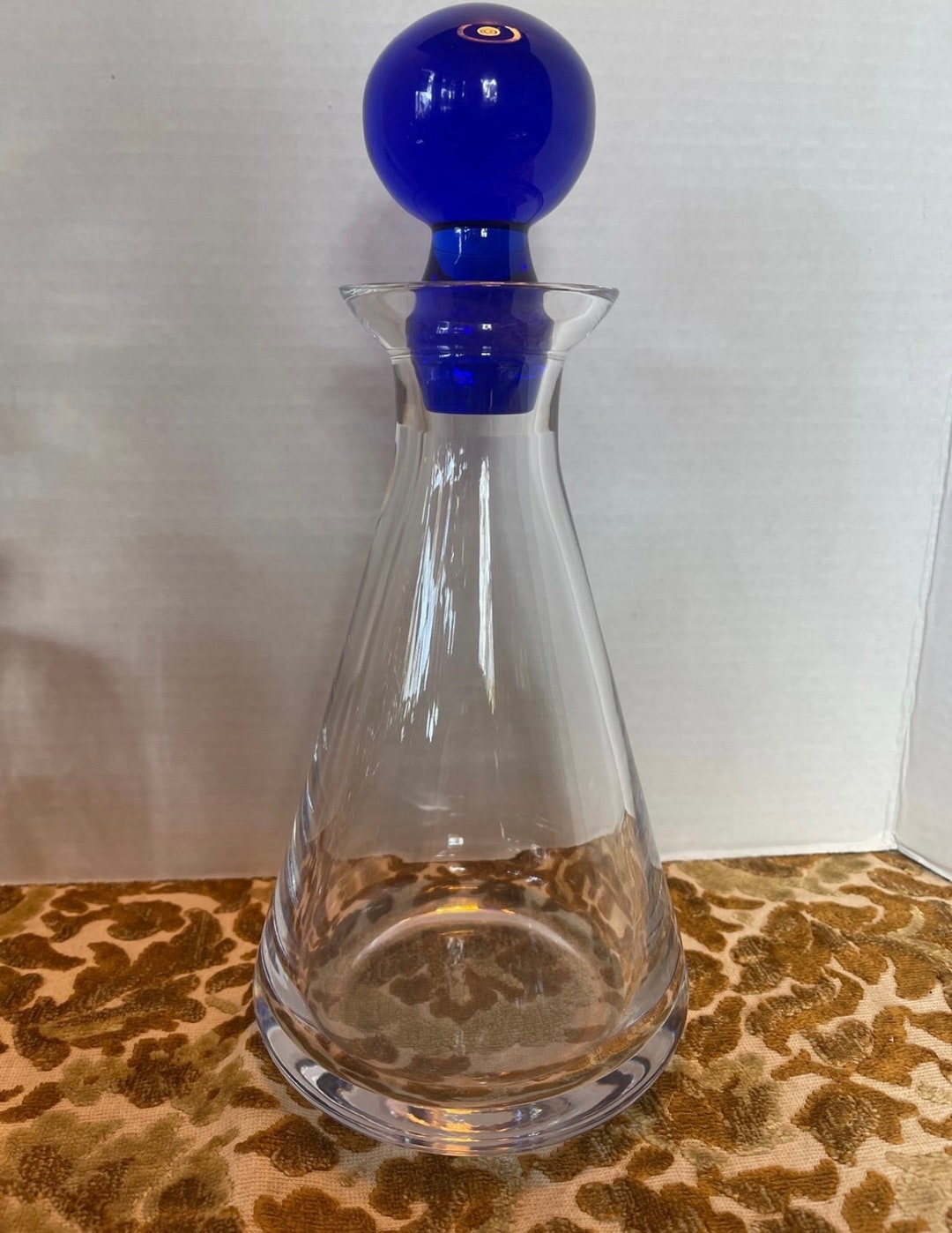Vintage Atlantis Crystal Decanter W/cobalt Lid-free Shipping - Etsy