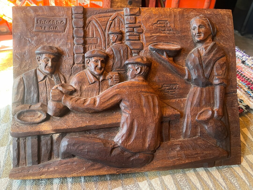 Vintage Wood Relief Jose Alberdi Tavern-free Shipping - Etsy