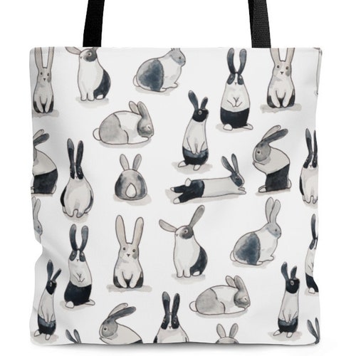 I Heart Bunnies Canvas Tote Bag Cute Bunny Bunnies Reusable - Etsy