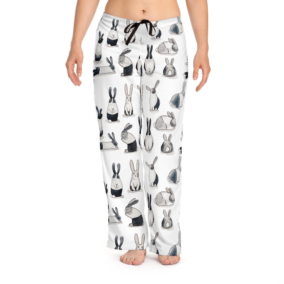 Bunny Rabbit Women's Pajama Pants in White or Grey, Relaxed Fit. All ...