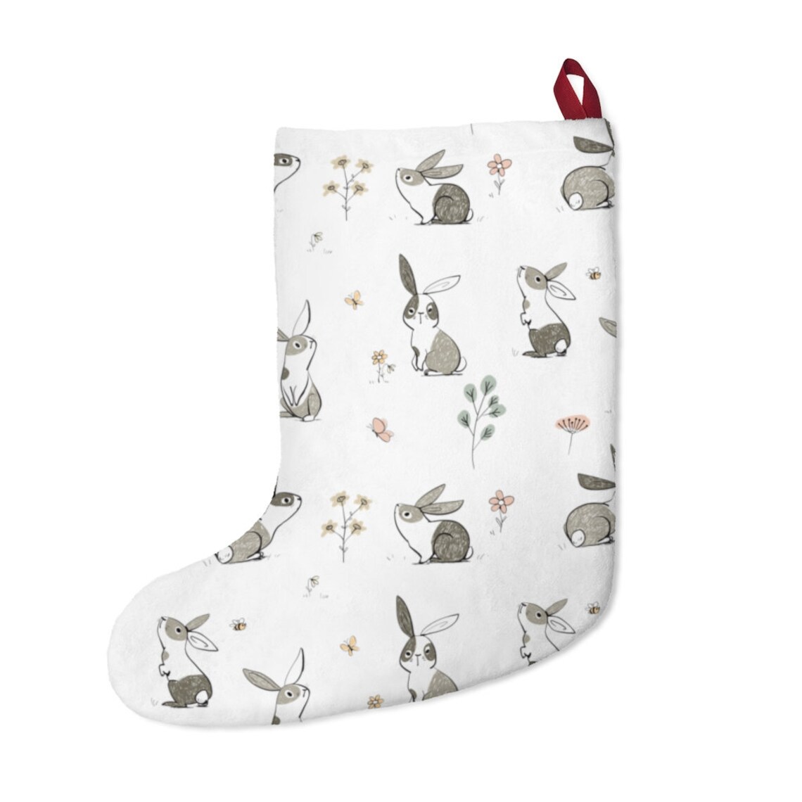 Cute Rabbit Christmas Stocking in White or Gray. Rabbit - Etsy UK