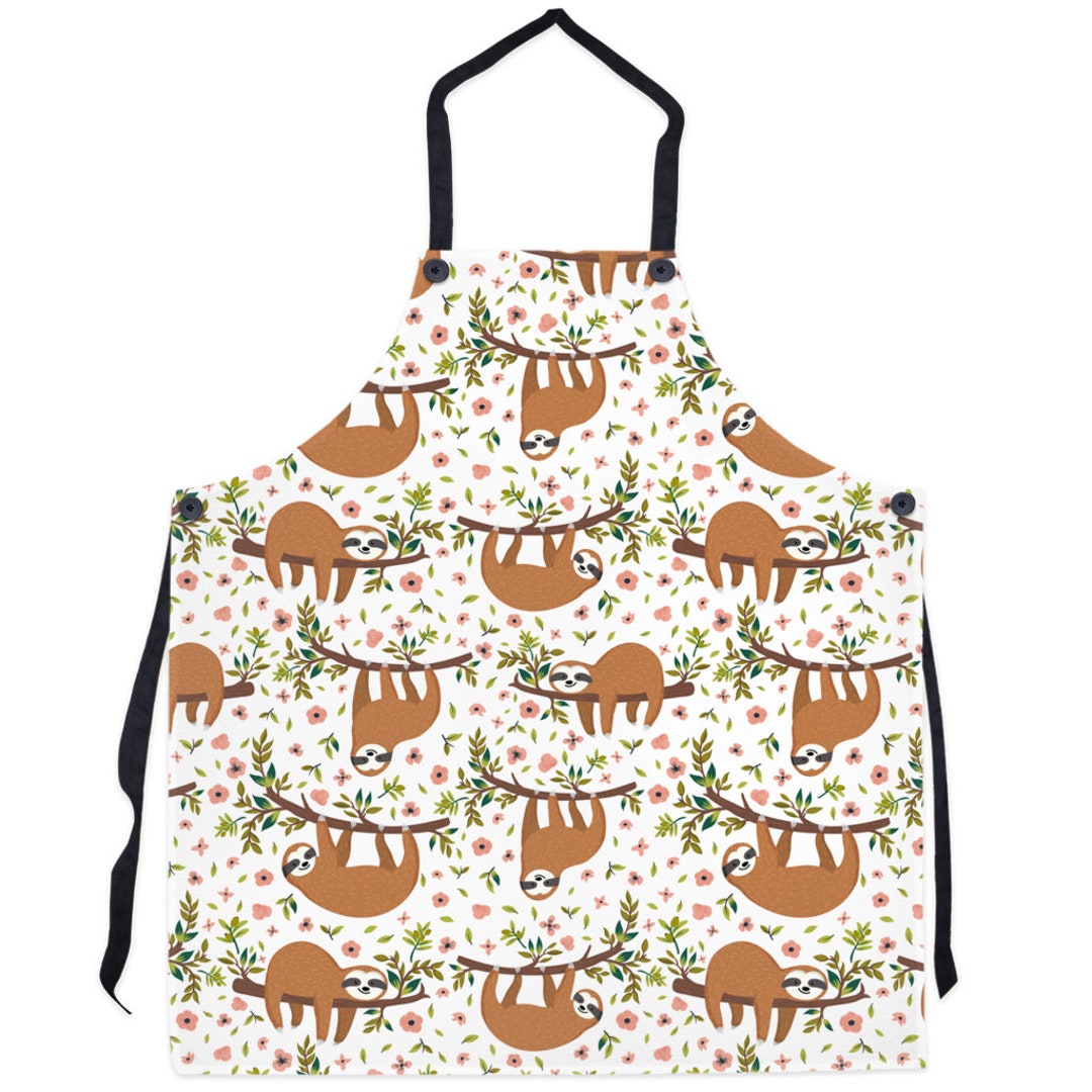 Sloth Print Apron, Cute Sloth Gift, Sloth Lover Gift, Cute Sloth Apron ...