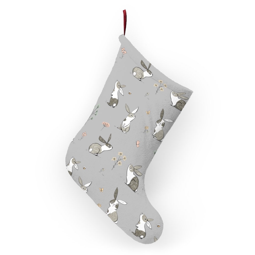 Cute Rabbit Christmas Stocking in White or Gray. Rabbit - Etsy UK