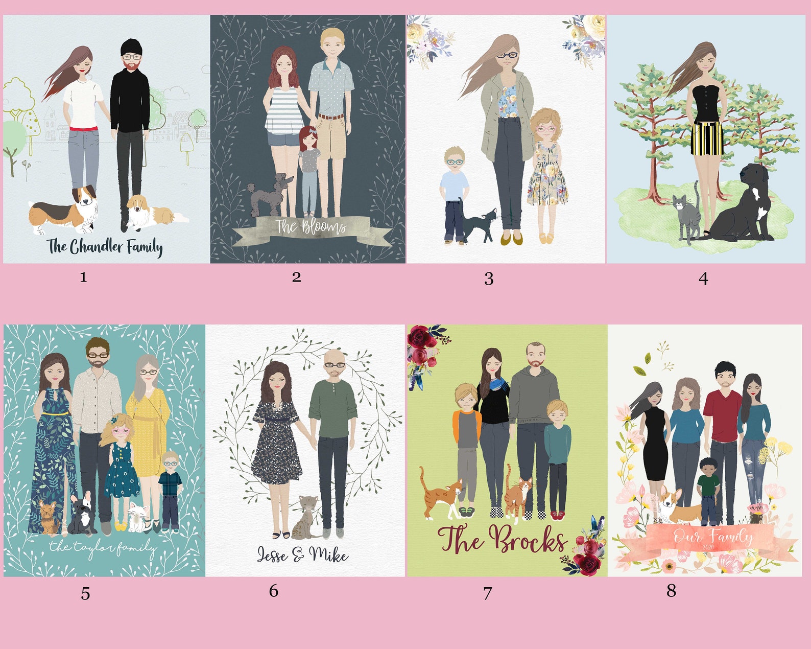 Custom Family Portrait Personalized Family Gifts Digital - Etsy