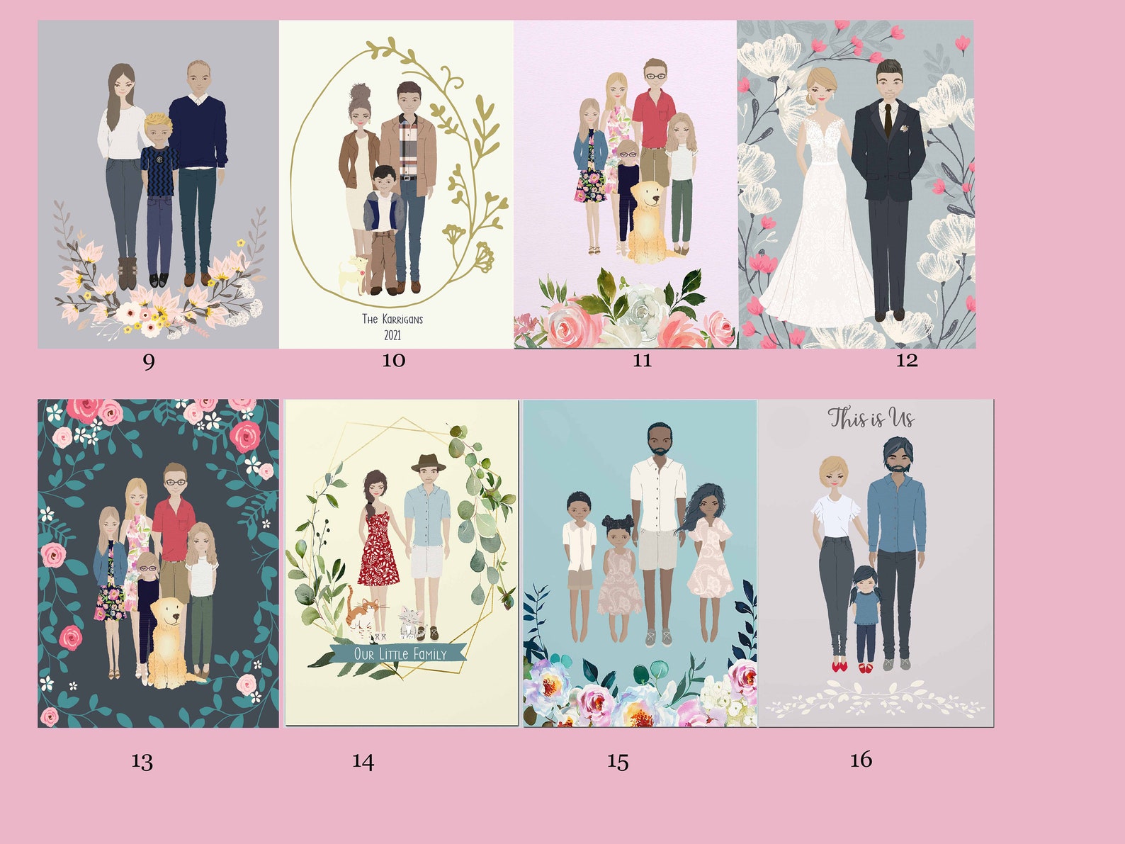 Custom Family Portrait Personalized Family Gifts Digital - Etsy