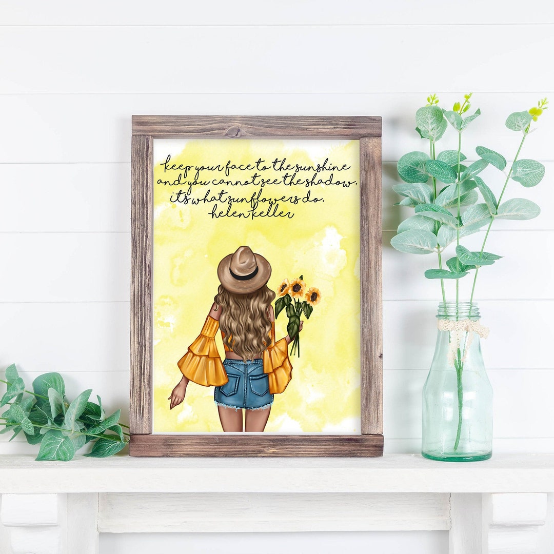 Sunflower Wall Art, Helen Kellar, Art Print, Boho Bedroom Wall Decor ...