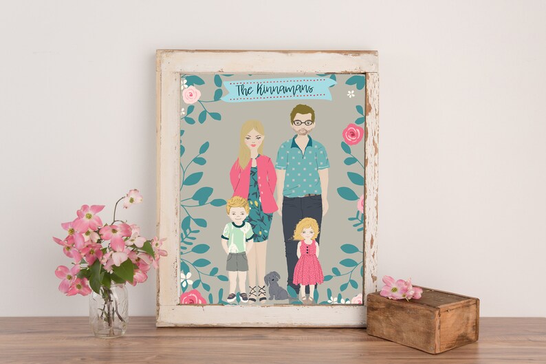 Custom Family Portrait Personalized Family Gifts Digital - Etsy
