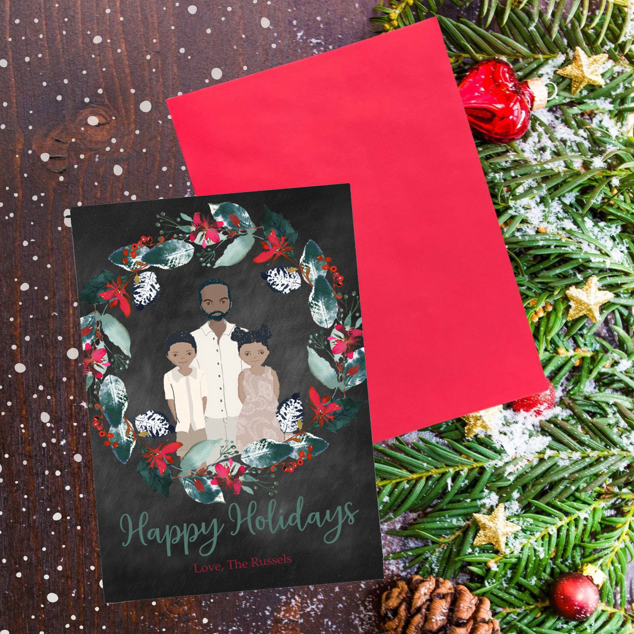 Personalized Holiday Cards Personalized Family Illustration | Etsy