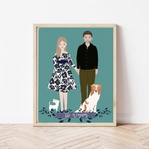 Family Portrait Illustration Printable, Custom Digital Download Drawing ...