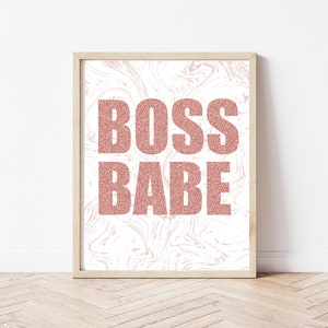 Boss Babe Wall Art, Rose Gold, Boss Babe Gifts, Entrepreneur Sign Wall ...