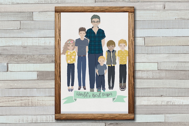 Custom Family Portrait Personalized Family Gifts Digital - Etsy