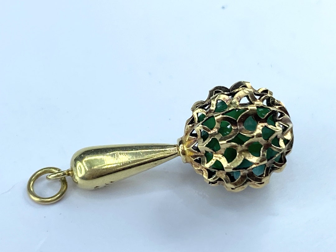 14K 3D Maraca Instrument Sim. Emerald Charm/pendant Yellow - Etsy