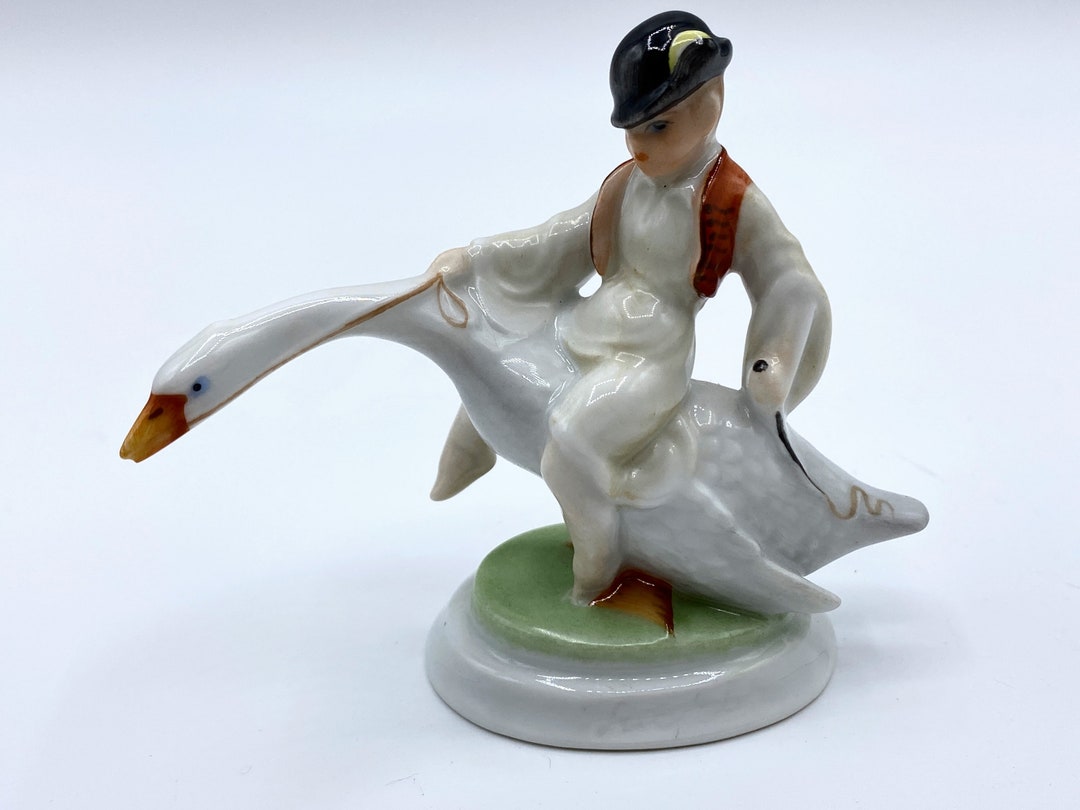 Herend Porcelain Boy Riding Goose by Ludas Matyi Small 3 1/4 - Etsy