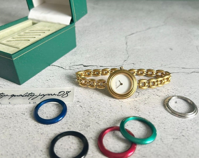 Auth GUCCI Changeable Bezel Watch Quartz 6 Colors Gold W/box - Etsy