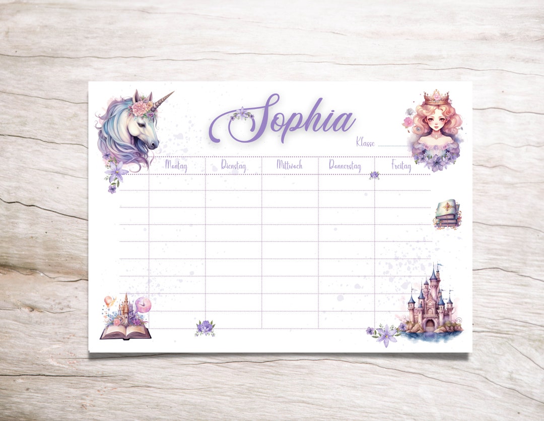 Personalized Timetable | Unicorn Pink | Magnetic and Wipeable | Also ...