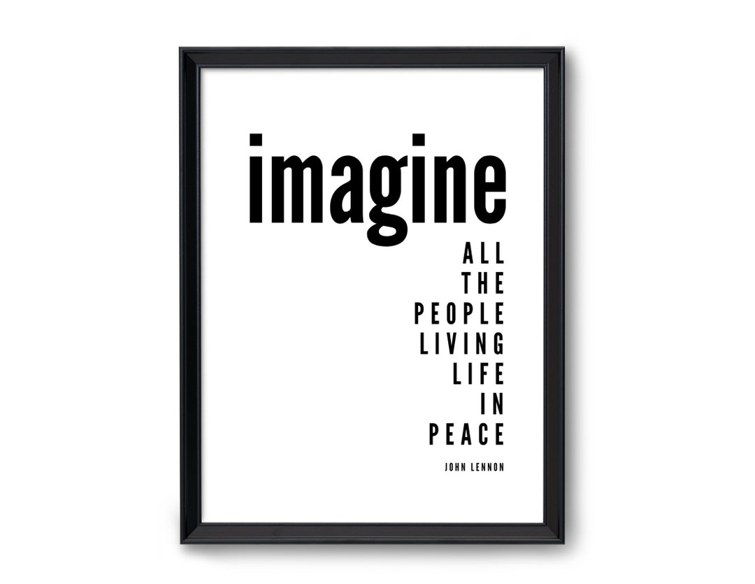 Poster Songtext | Imagine | John Lennon | Typo Bild | gerahmter Druck ...