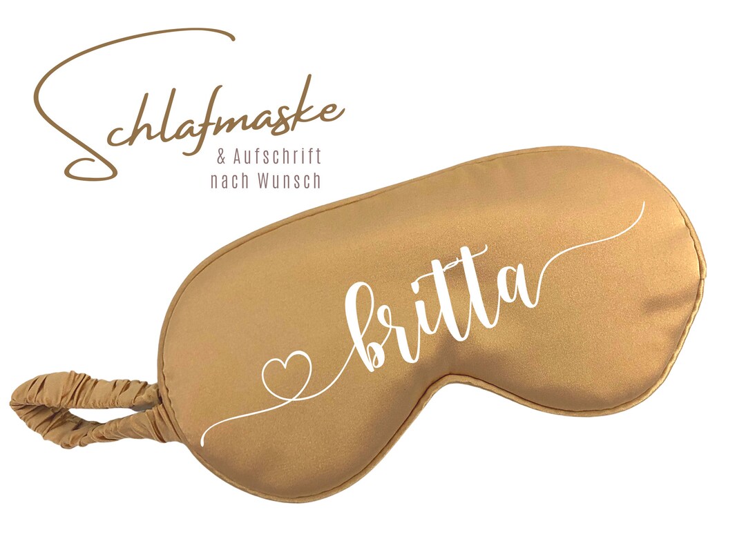 Golden Sleep Mask Pure Silk Personalizable Your Desired Text Gift ...