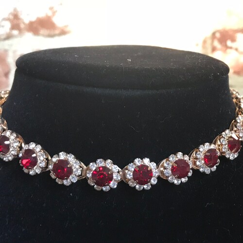Sexy Red Beaded Necklace Ruby Red Crystals Choker Lariat | Etsy