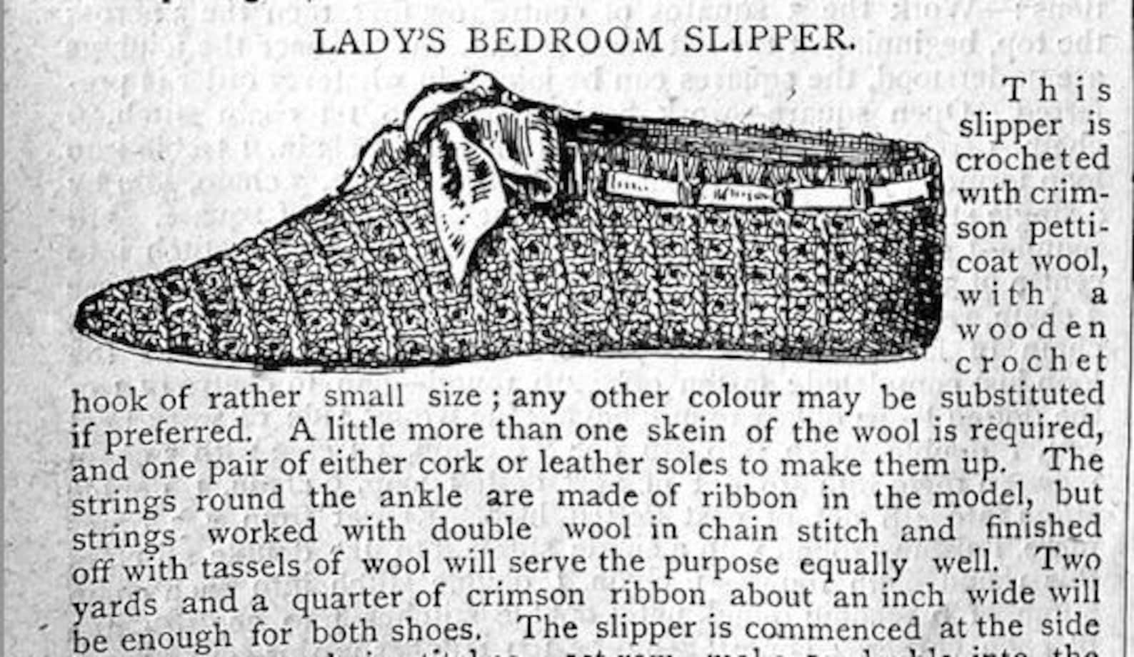 Ladys Bedroom Slipper 1880s Victorian Crochet Pattern PDF - Etsy