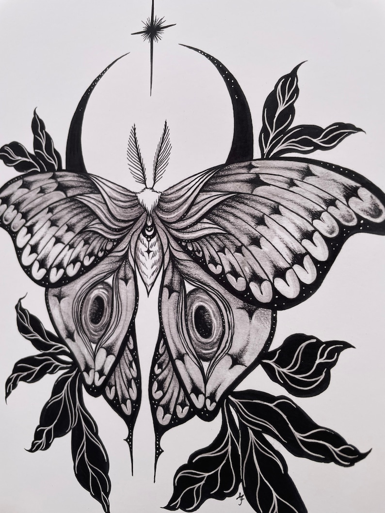 Mystical Moth, Print of Original Witchy Art Illustration, A4 - Etsy