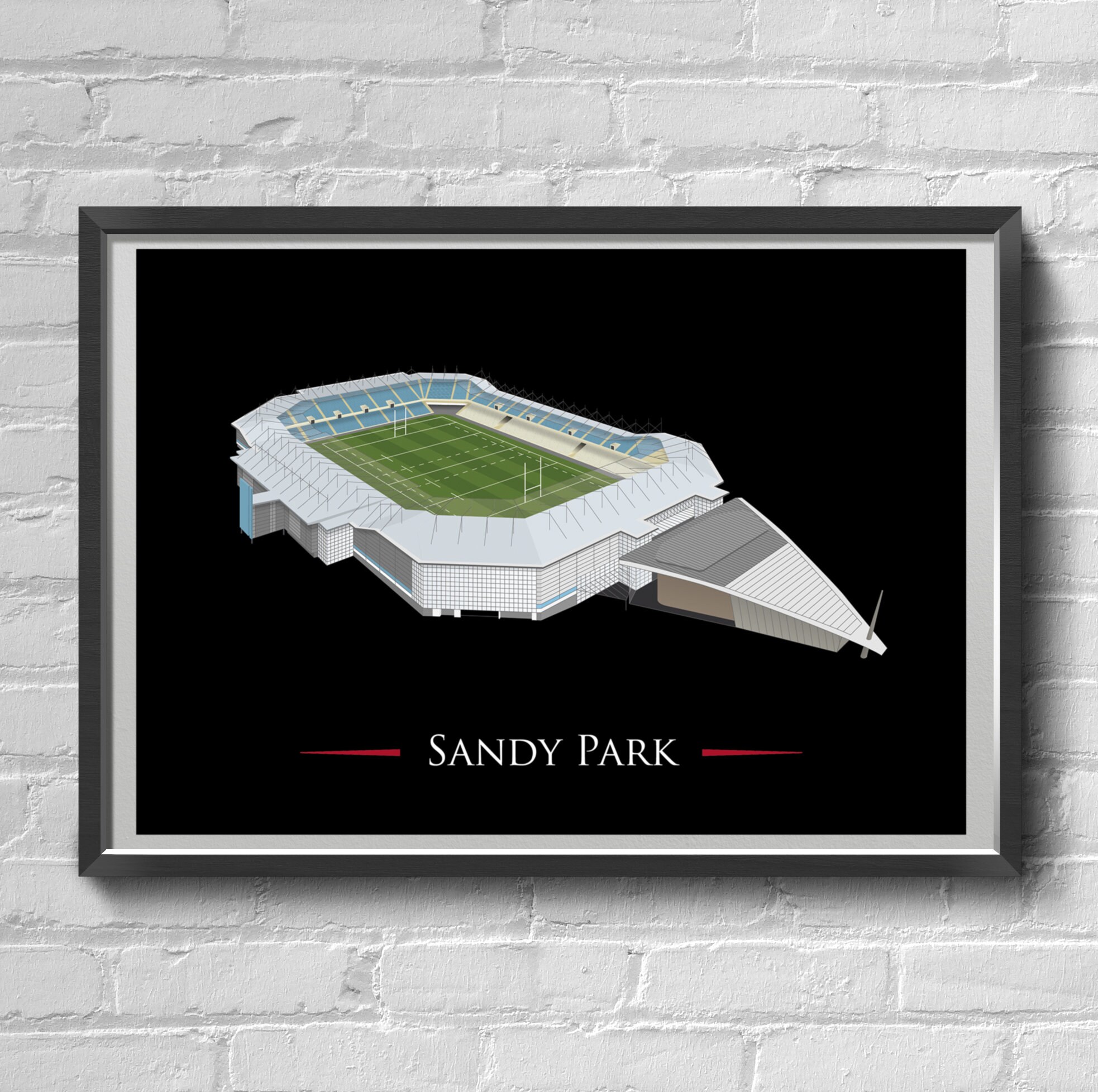 Sandy Park Stadium – Exeter Chiefs RC – Illustrated Rugby Art Print ...