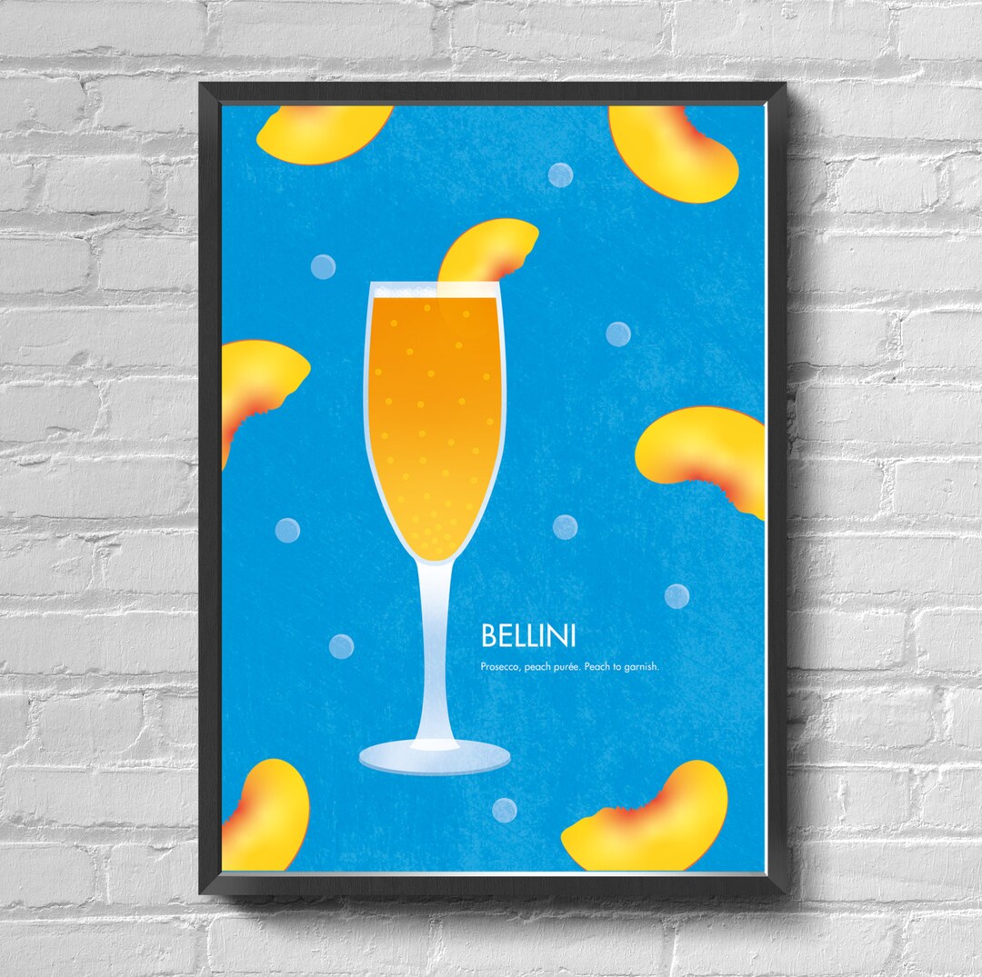 Bellini Cocktail - Illustrated Art Print Poster - Etsy