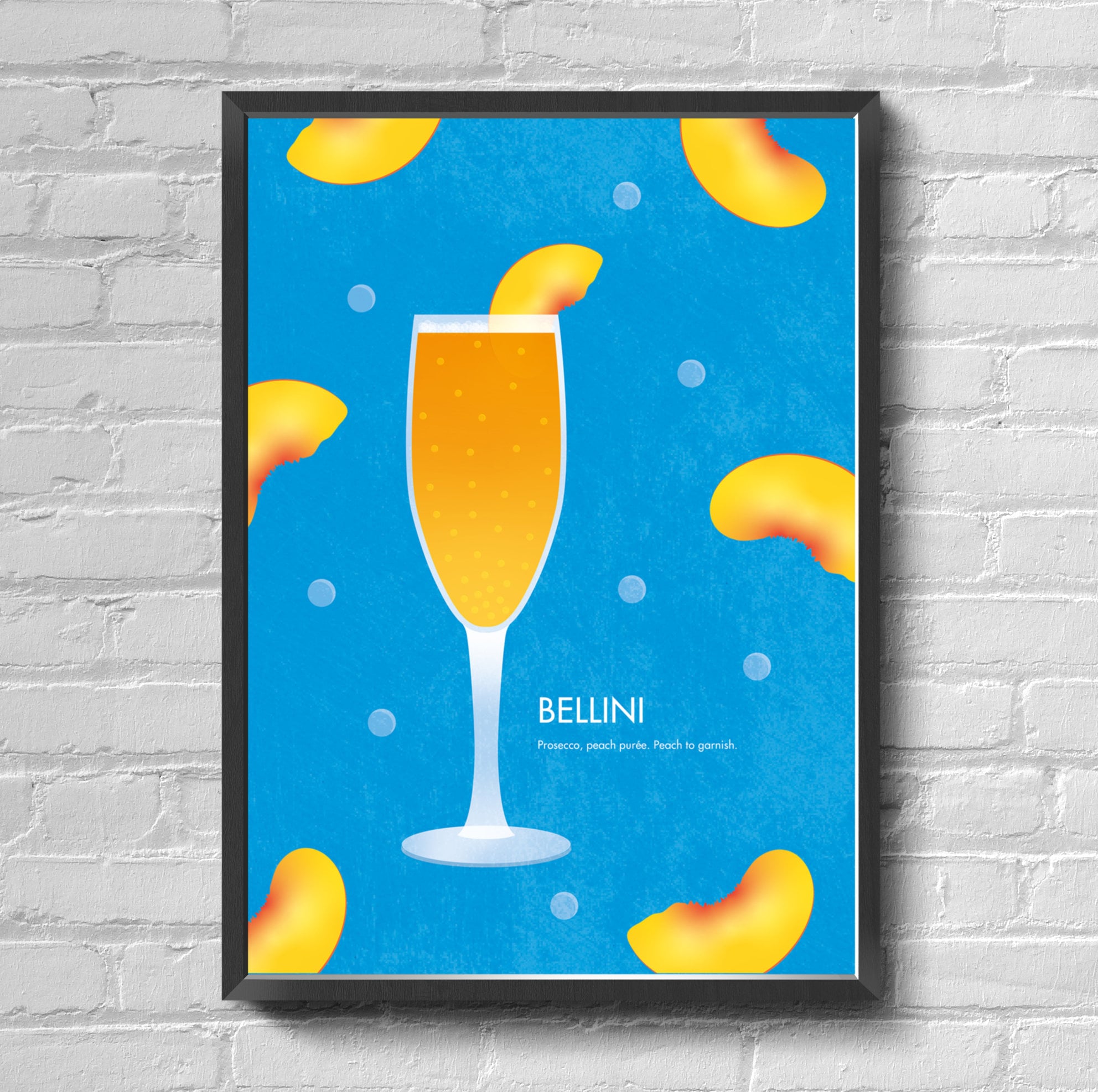 Bellini Cocktail Illustrated Art Print Poster - Etsy