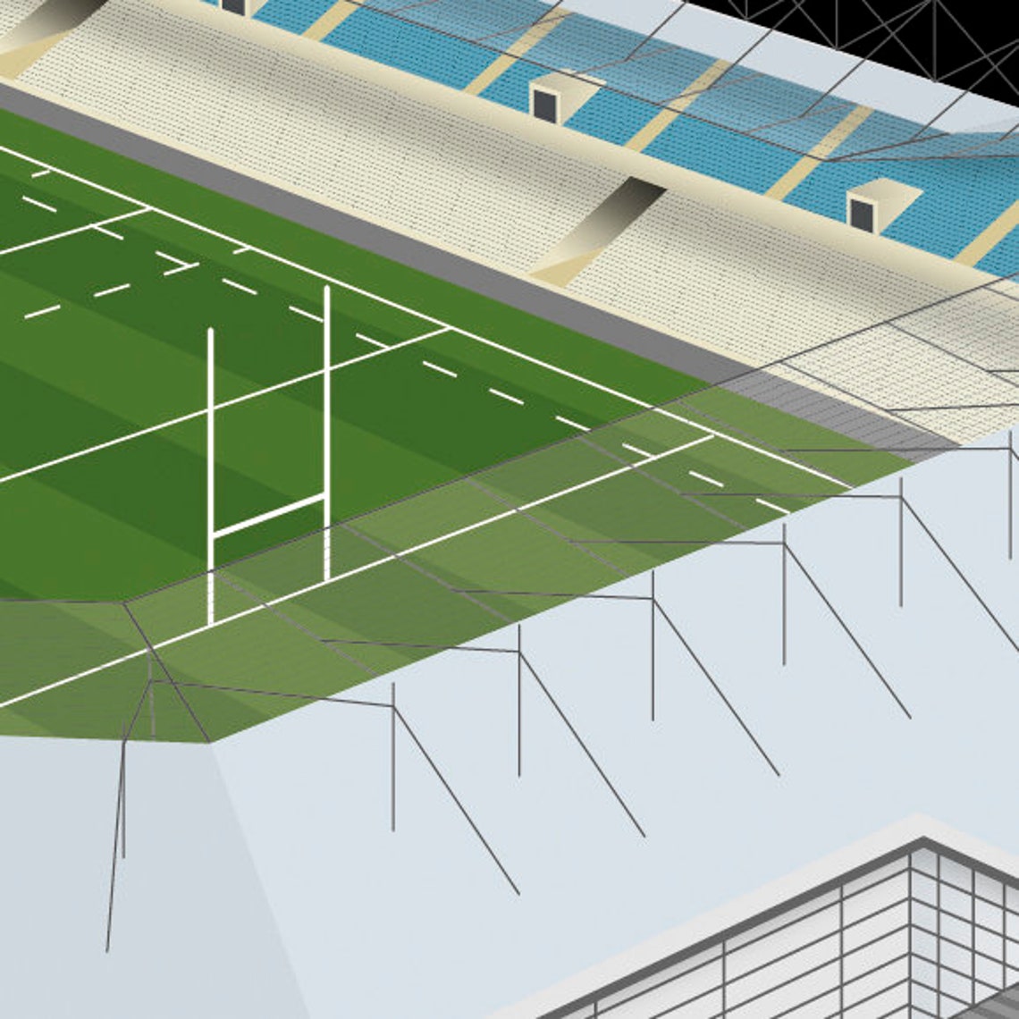 Sandy Park Stadium – Exeter Chiefs RC – Illustrated Rugby Art Print ...