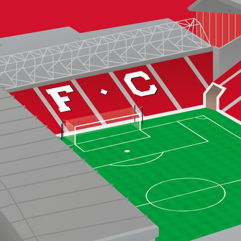 Anfield - Liverpool FC - Illustrated Football Stadium Art Print Poster ...