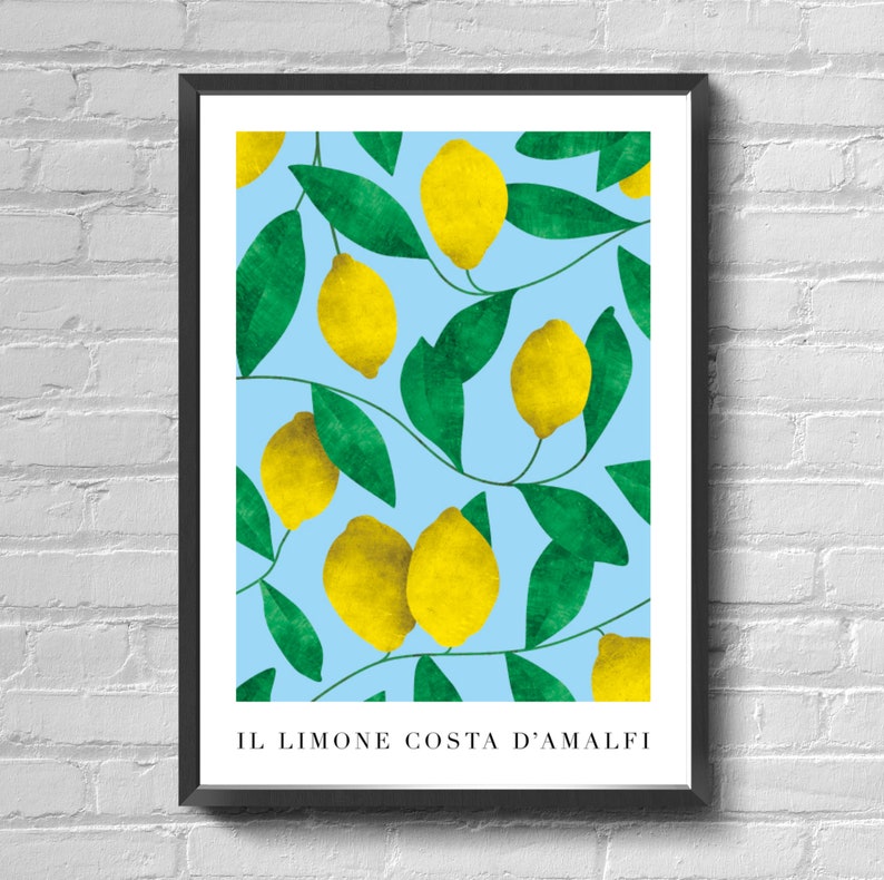 The Amalfi Coast Lemon Illustrated Art Print Poster - Etsy
