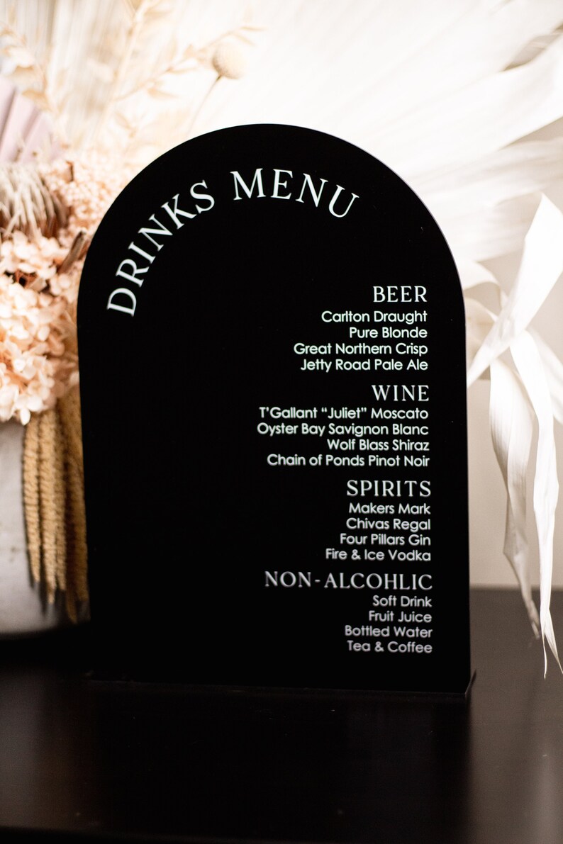 Acrylic Bar Menu Arch Bar Menu Custom Drinks Menu Bar - Etsy