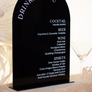 Acrylic Bar Menu Arch Bar Menu Custom Drinks Menu Bar Menu Wedding Menu ...