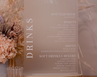 Acrylic Bar Menu Arch Bar Menu Custom Drinks Menu Bar Menu Wedding Menu ...