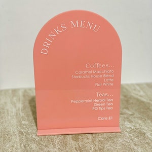 Acrylic Bar Menu Arch Bar Menu Custom Drinks Menu Bar Menu Wedding Menu ...