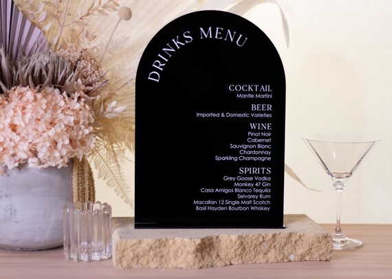 Acrylic Bar Menu Arch Bar Menu Custom Drinks Menu Bar - Etsy