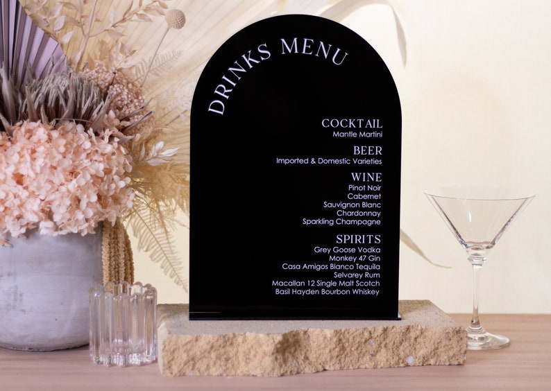 Acrylic Bar Menu Arch Bar Menu Custom Drinks Menu Bar - Etsy