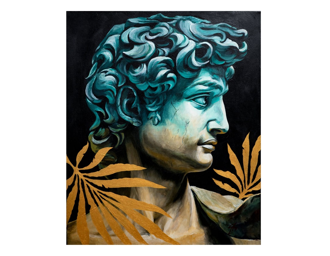 Original Painting Head of David Decor for Home Large Painting - Etsy