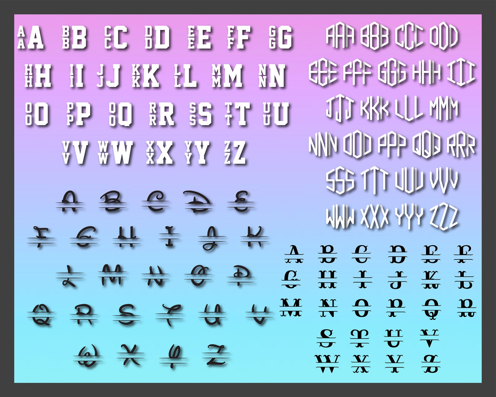 Monogram Svg Monogram Bundle Svg Monogram Font Svg Friends - Etsy