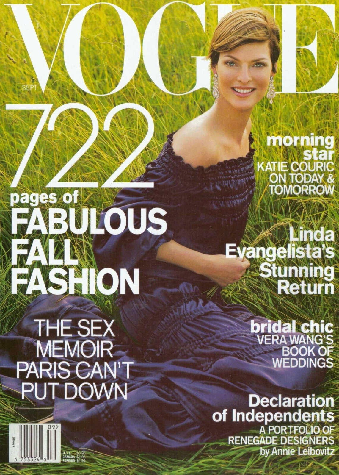 2001 Vogue September Issue Fashion Linda Evangelista Andy Roddick Katie ...